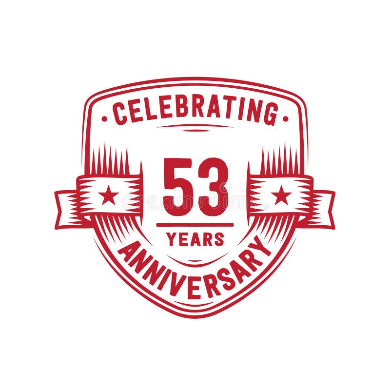 53 Years Anniversary Celebration Shield Design Template. 53rd ...