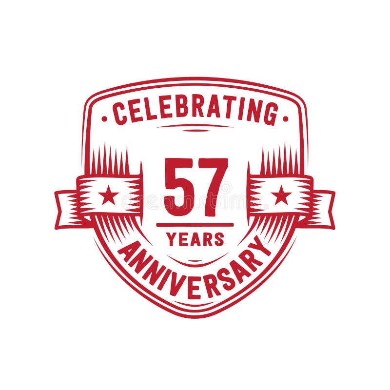 57 Years Anniversary Celebration Shield Design Template. 57th ...