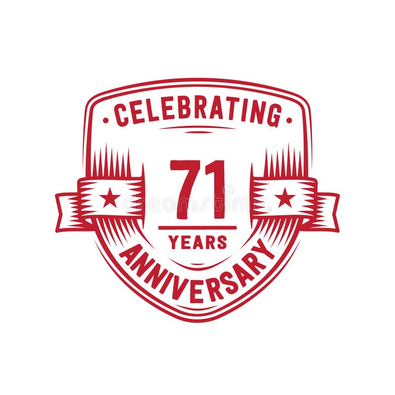 71 Years Anniversary Celebration Shield Design Template. 71st ...