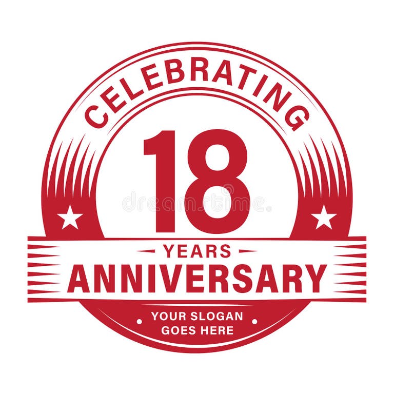 18 Years Anniversary Celebration Design Template. 18th Logo Vector ...