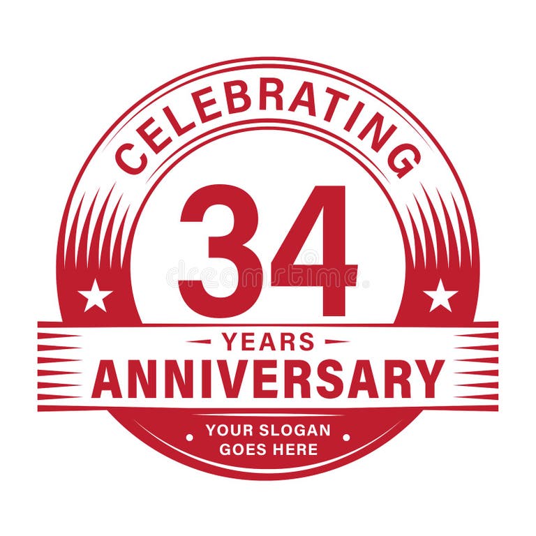 34 Years Anniversary Celebration Design Template. 34th Logo Vector ...