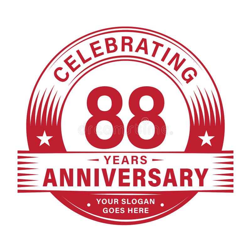 88 Years Anniversary Celebration Design Template. 88th Logo Vector ...