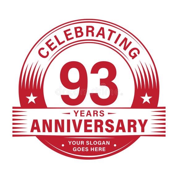 93 Years Anniversary Celebration Design Template. 93rd Logo Vector ...