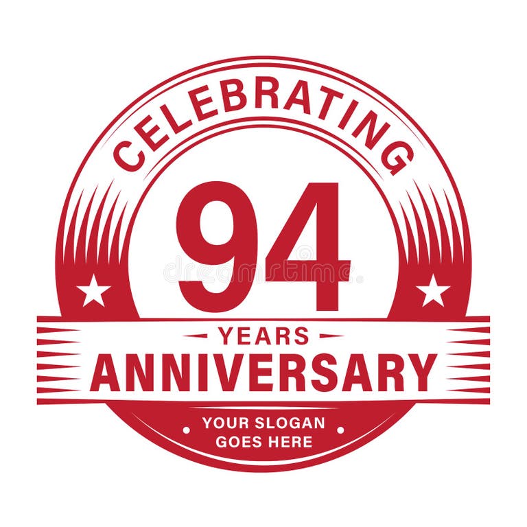 94 Years Anniversary Celebration Design Template. 94th Logo Vector ...