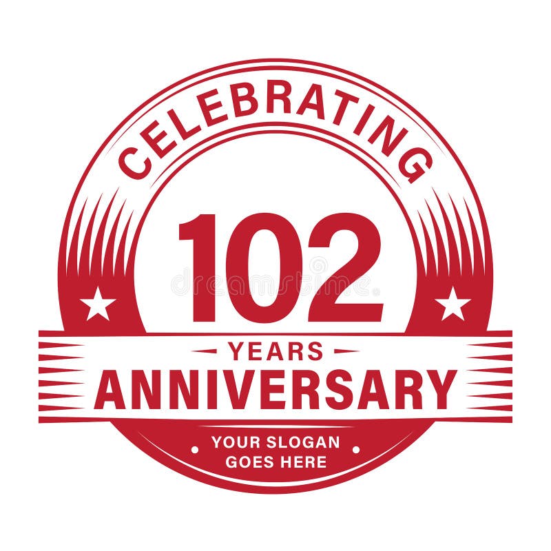 102 Years Anniversary Celebration Design Template. 102nd Logo Vector ...