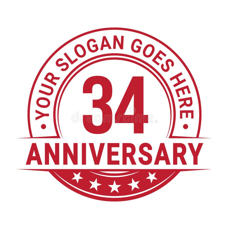 34 Years Anniversary. 34th Anniversary Logo Design Template. Vector and ...