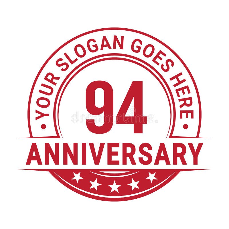 94 Years Anniversary. 94th Anniversary Logo Design Template. Vector and ...