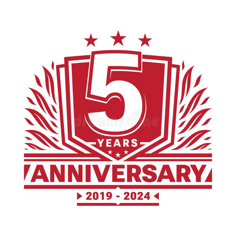 5 Years Anniversary Celebration Shield Design Template. 5th Anniversary Logo. Vector and ...