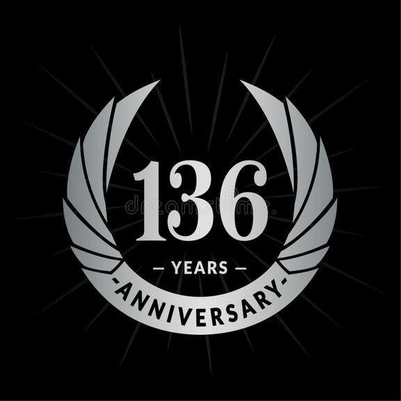 136 Years Anniversary Design Template. Elegant Anniversary Logo Design ...