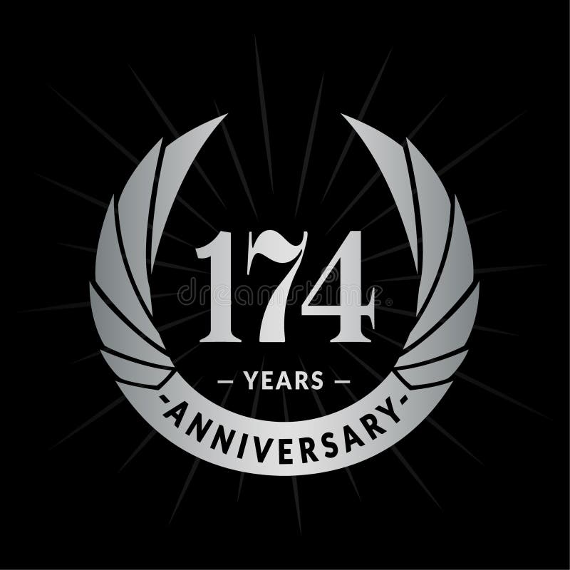 174 Years Anniversary Design Template. Elegant Anniversary Logo Design ...