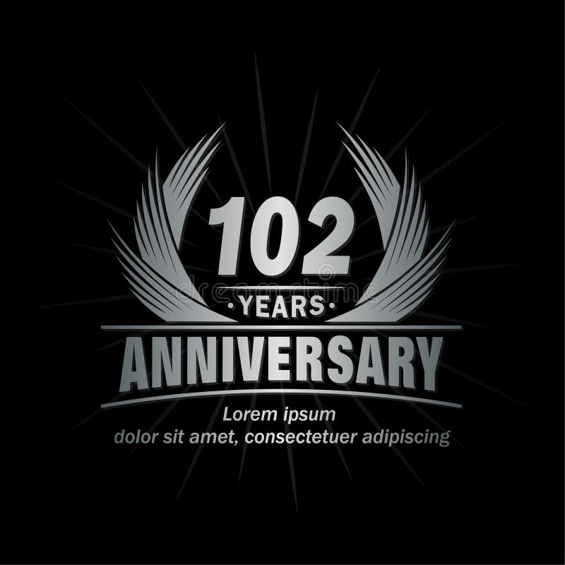 102 Years Anniversary. Elegant Anniversary Design. 102nd Years Logo ...