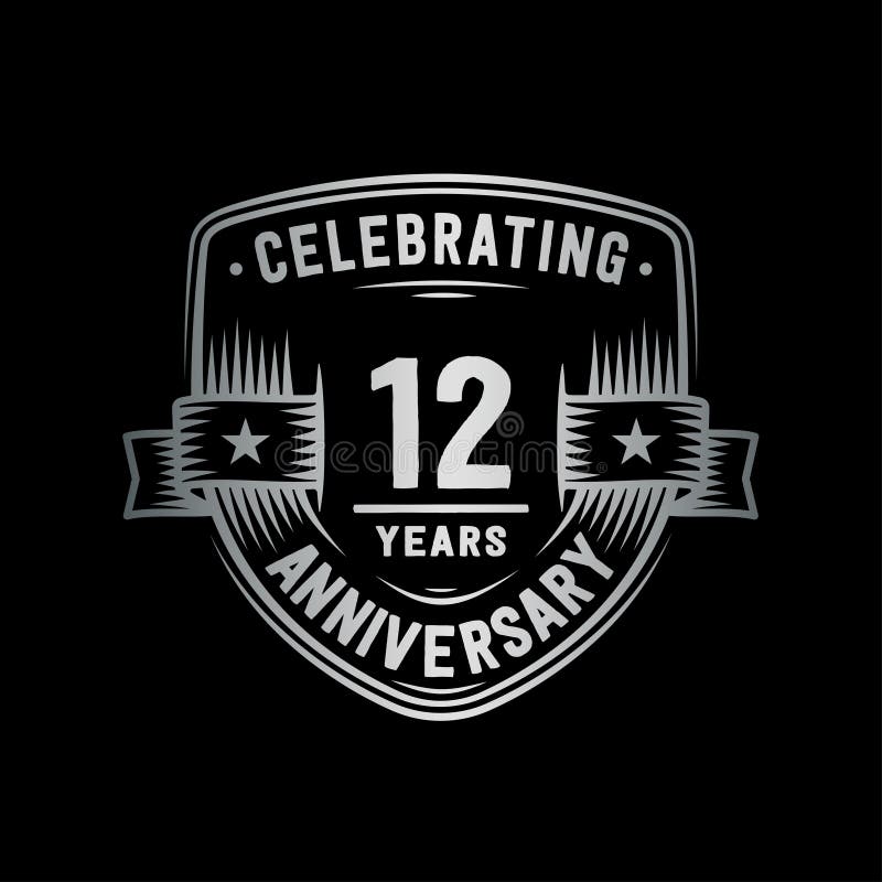 12 Years Anniversary Celebration Shield Design Template. 12th ...