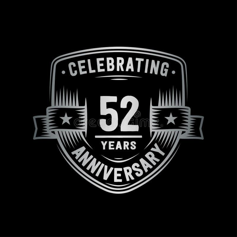 52 Years Anniversary Celebration Shield Design Template. 52nd ...