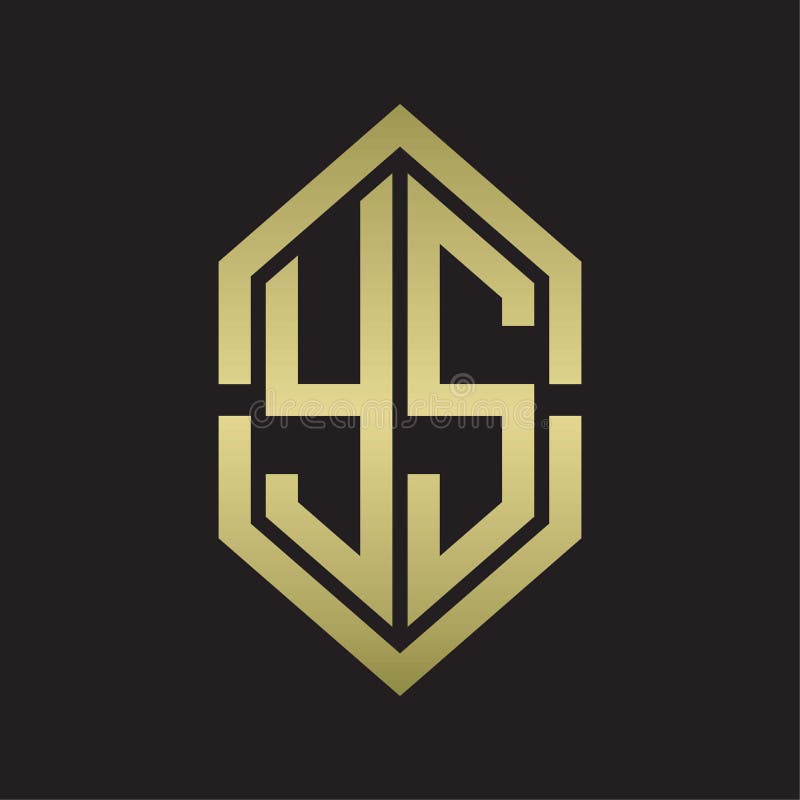 YS Logo Monogram with Hexagon Shape and Outline Slice Style with Gold ...