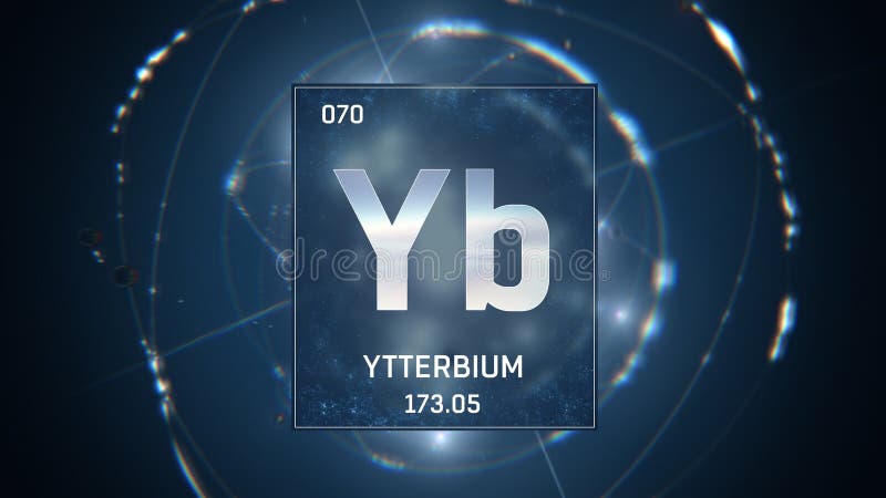Ytterbium As Element 70 of the Periodic Table 3D Illustration on Blue ...