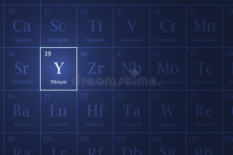 Yttrium Element Glowing in a Dark Periodic Table Stock Illustration ...