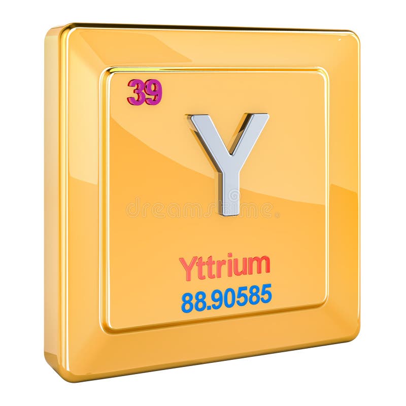 Yttrium Y, Chemical Element Sign with Number 39 in Periodic Table. 3D ...