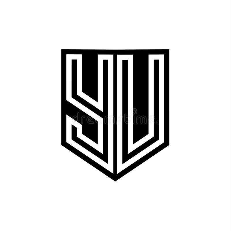 YU Logo Monogram Shield Geometric White Line Inside Black Shield Color ...