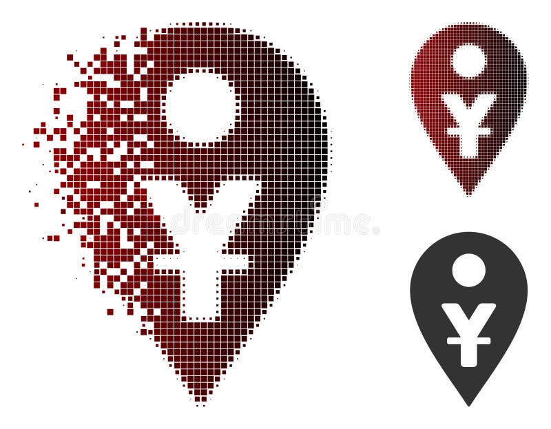 Broken Pixel Halftone Yuan Map Marker Icon Stock Vector - Illustration ... Broken Pixel Halftone Yuan Map Marker Icon Stock Vector - Illustration ...