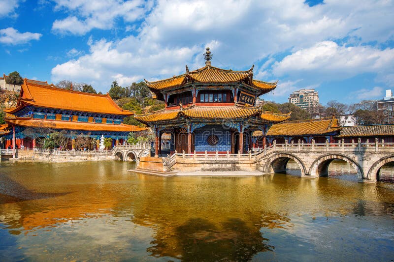 Yuantong Kunming Temple of Yunnan. Stock Image - Image of blue, design ...
