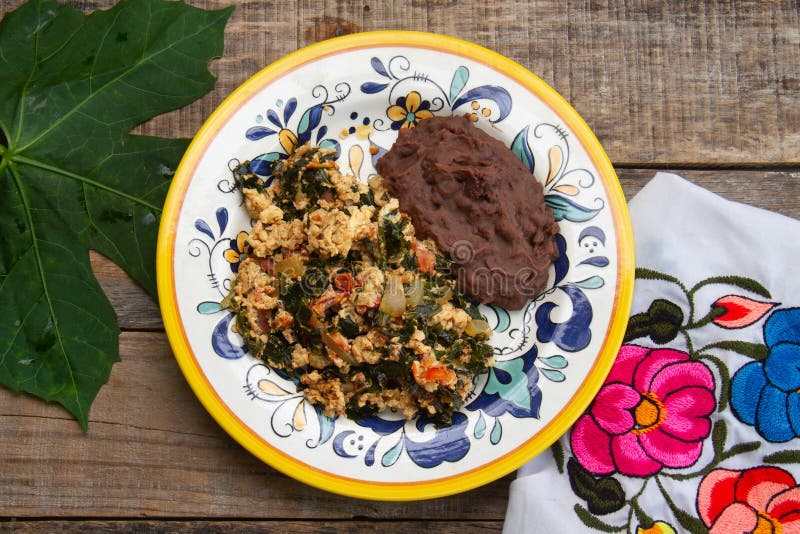Yucatan Food: Scrambled Eggs with Chaya Stock Photo - Image of ...