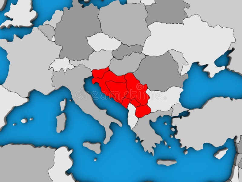 Yugoslavia on 3D map stock illustration. Illustration of former - 129971147