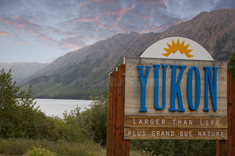 Yukon Border Sign stock image. Image of nature, travel - 82777241