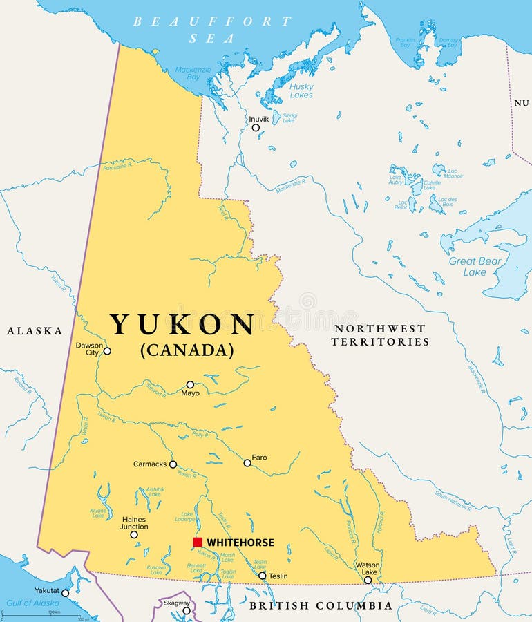 Yukon, Westernmost Territory of Canada, Political Map Stock ...