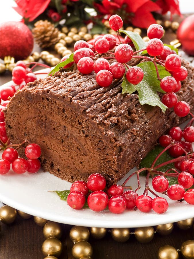 Yule log stock photo. Image of icing, ornaments, buche - 21426370