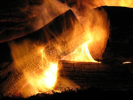 Yule Log Fire stock photo. Image of flame, fire, christmas - 1631108