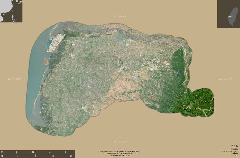 Yulin, Taiwan - Composition. Sentinel-2 Satellite Stock Illustration ...