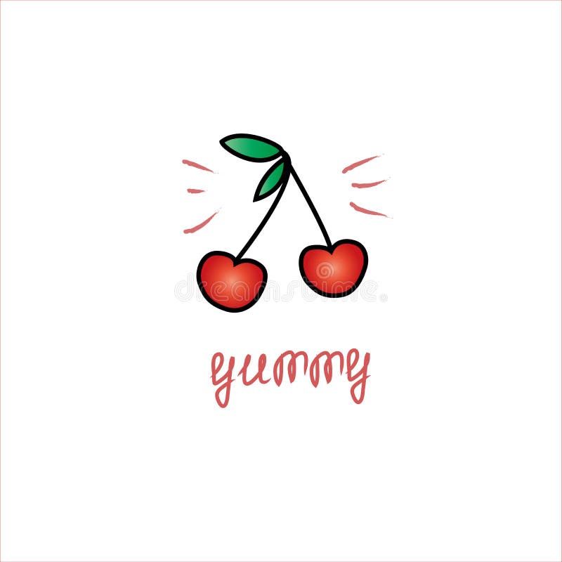 Vector Illustration with Cherry. Yummy! Stock Vector - Illustration of ...