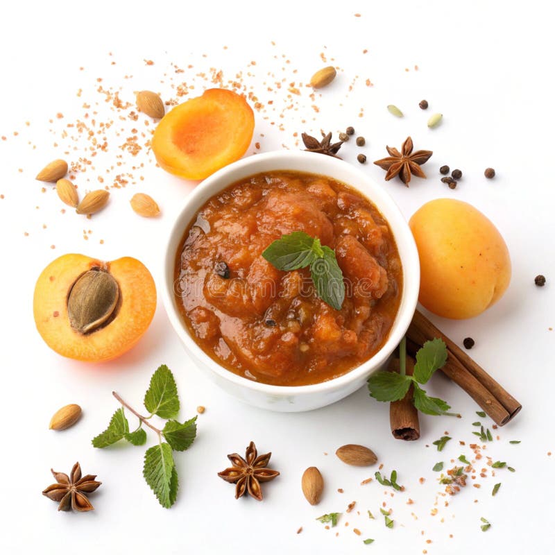 Yummy Apricot Chutney Isolated on White Background Stock Illustration ...