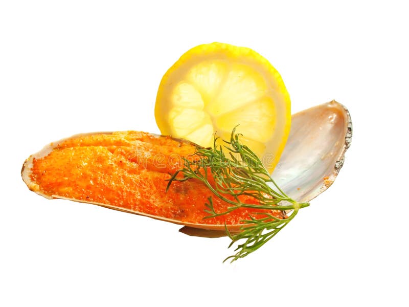 Yummy Baking Mussels Under Roe Isolated Stock Photo - Image of dish ...