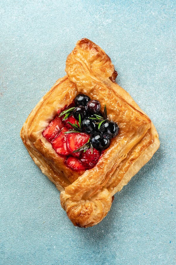 Yummy Berry Puff Pastry, Vertical Image. Top View Stock Photo - Image ...