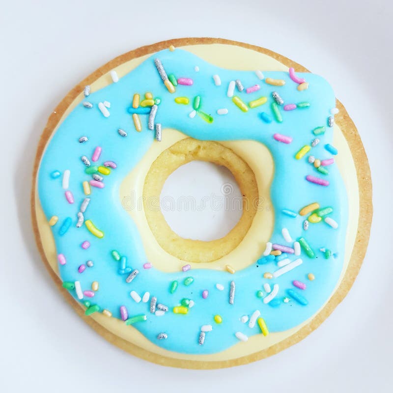 Yummy Blue Doughnut Cookie with Sprinkles Stock Photo - Image of ...