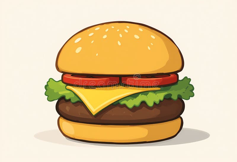 Yummy Cartoon Cheeseburger Illustration Stock Illustration ...