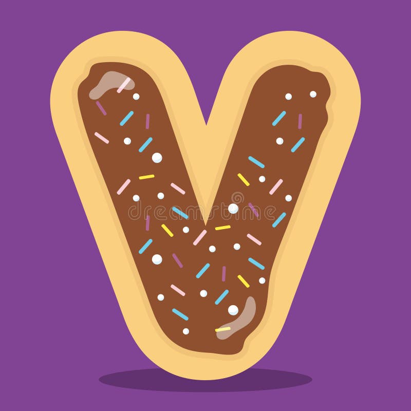 Yummy Chocolate Donut Alphabet V 22 Stock Vector - Illustration of ...