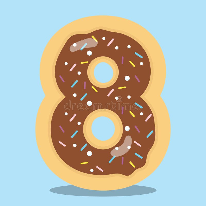 Yummy Chocolate Donut Numbers 08 Stock Vector - Illustration of ...