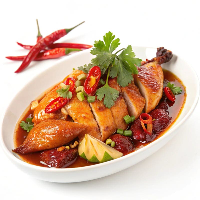 Yummy and Delicious Chicken Chinese Isolated on White Background Stock ...