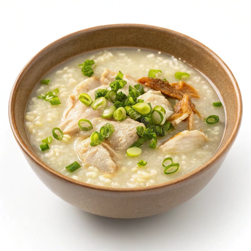 Yummy and Delicious Chicken Congee Isolated on White Background Stock ...