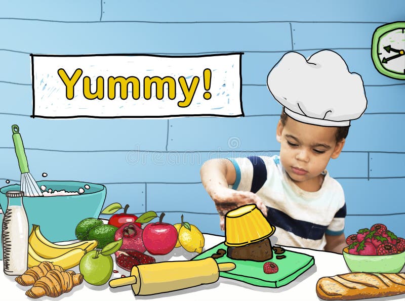 Yummy Delicious Cooking Little Kid Chef Concept Stock Image - Image of ...