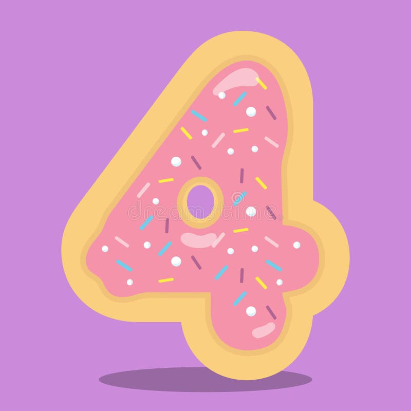 YUMMY DONUT NUMBER 04 stock vector. Illustration of donut - 197990571