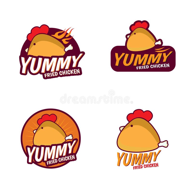 Yummy Fried Chicken Logo Vector Set Design Stock Vector - Illustration ...