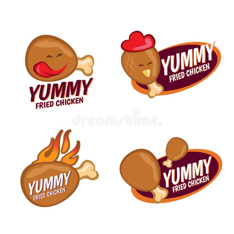 Yummy Fried Chicken Logo Vector Set Design Stock Vector - Illustration ...