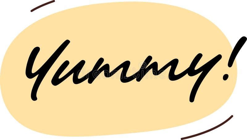 Yummy Lettering Sticker stock vector. Illustration of delicious - 289336012