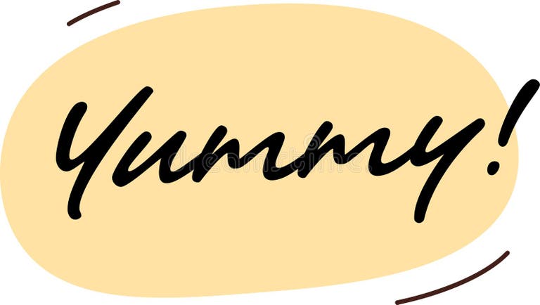 Yummy Lettering Sticker stock vector. Illustration of delicious - 289336012