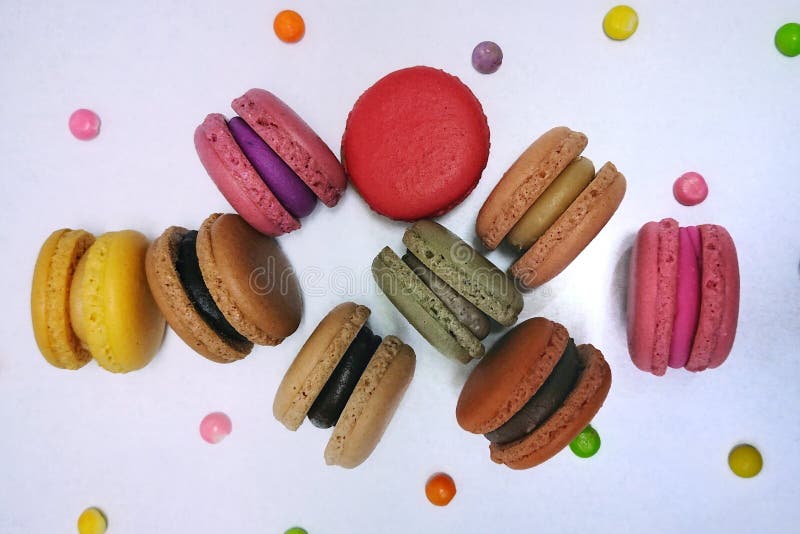 Yummy Nice and Sweet Rainbow Macaron Stock Image - Image of sweet ...