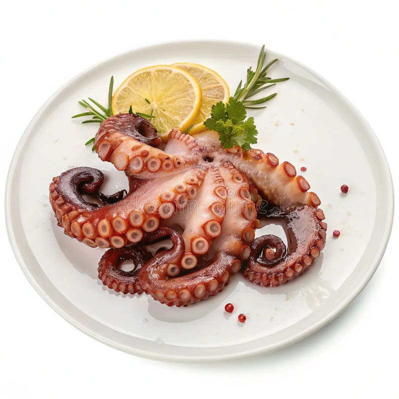 So Yummy Octopus Tenderized Isolated on White Background Stock ...