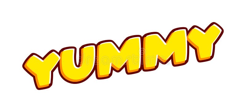 Yummy. Phrase Lettering Isolated on White Colourful Text Effect Design ...